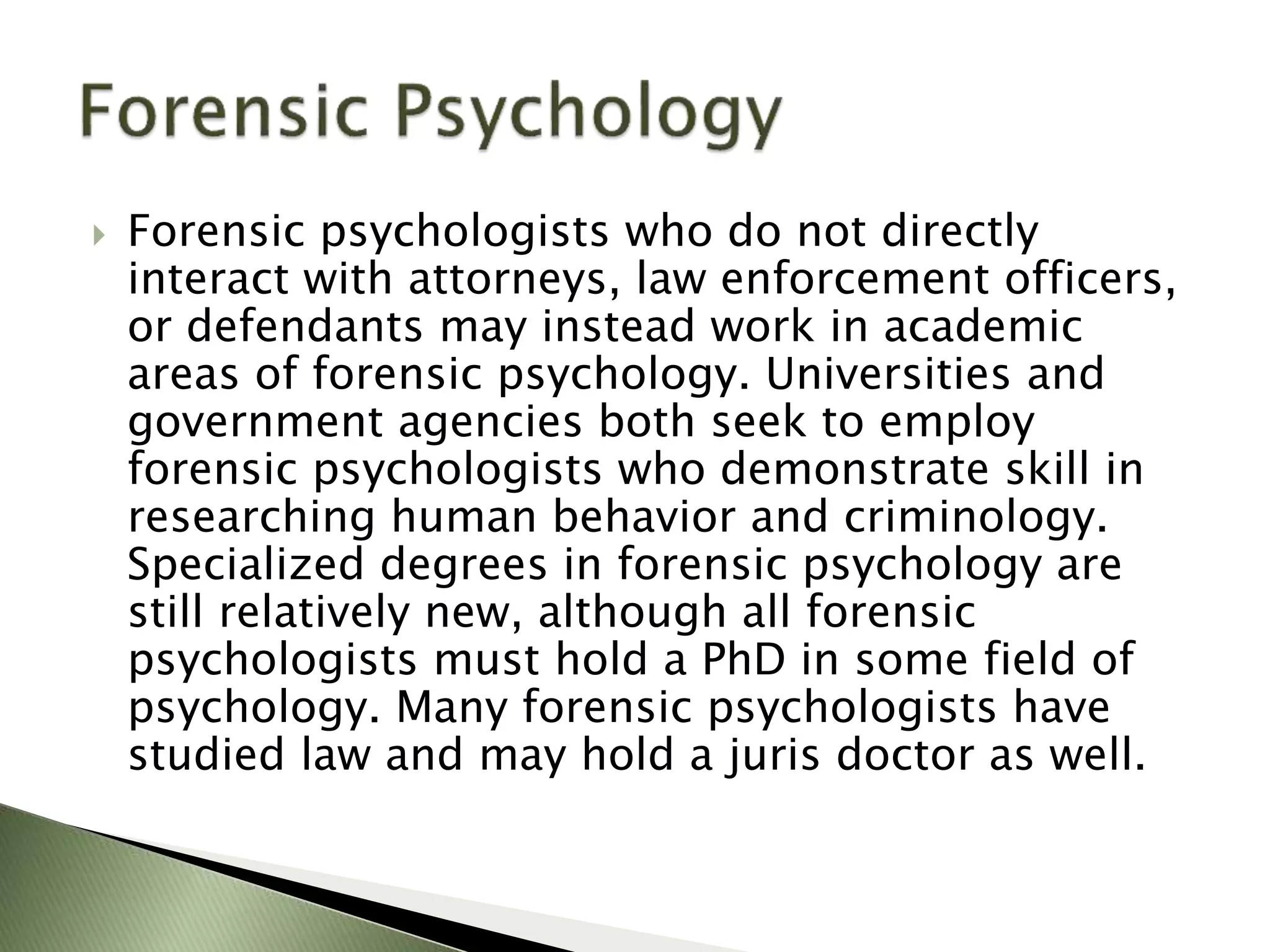 An Introduction to Forensic Psychology | PPTX