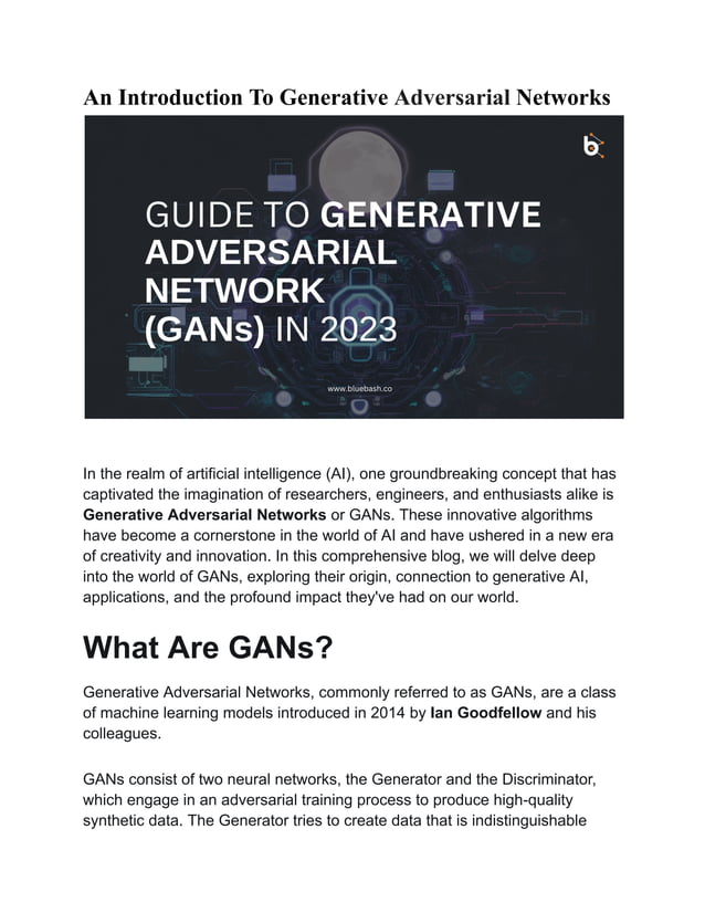 An Introduction To Generative Adversarial Networks Pdf