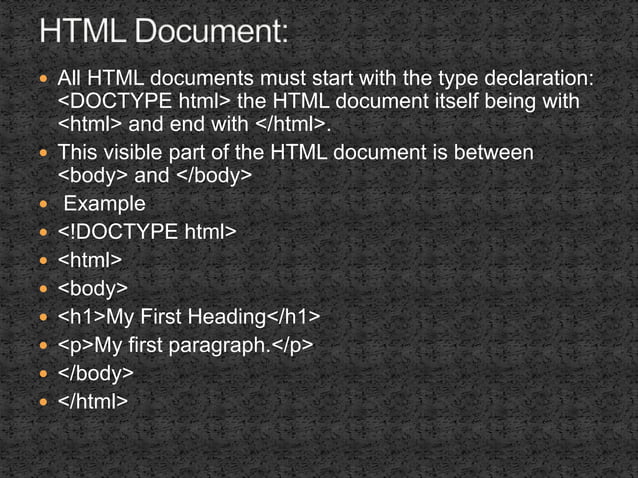 An introduction to html | PPT