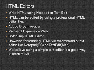 An introduction to html | PPTX