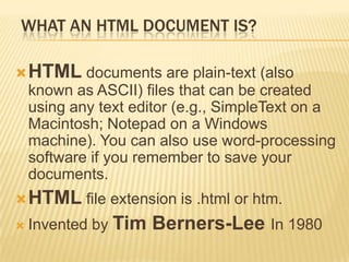 An Introduction to HTML | PPTX