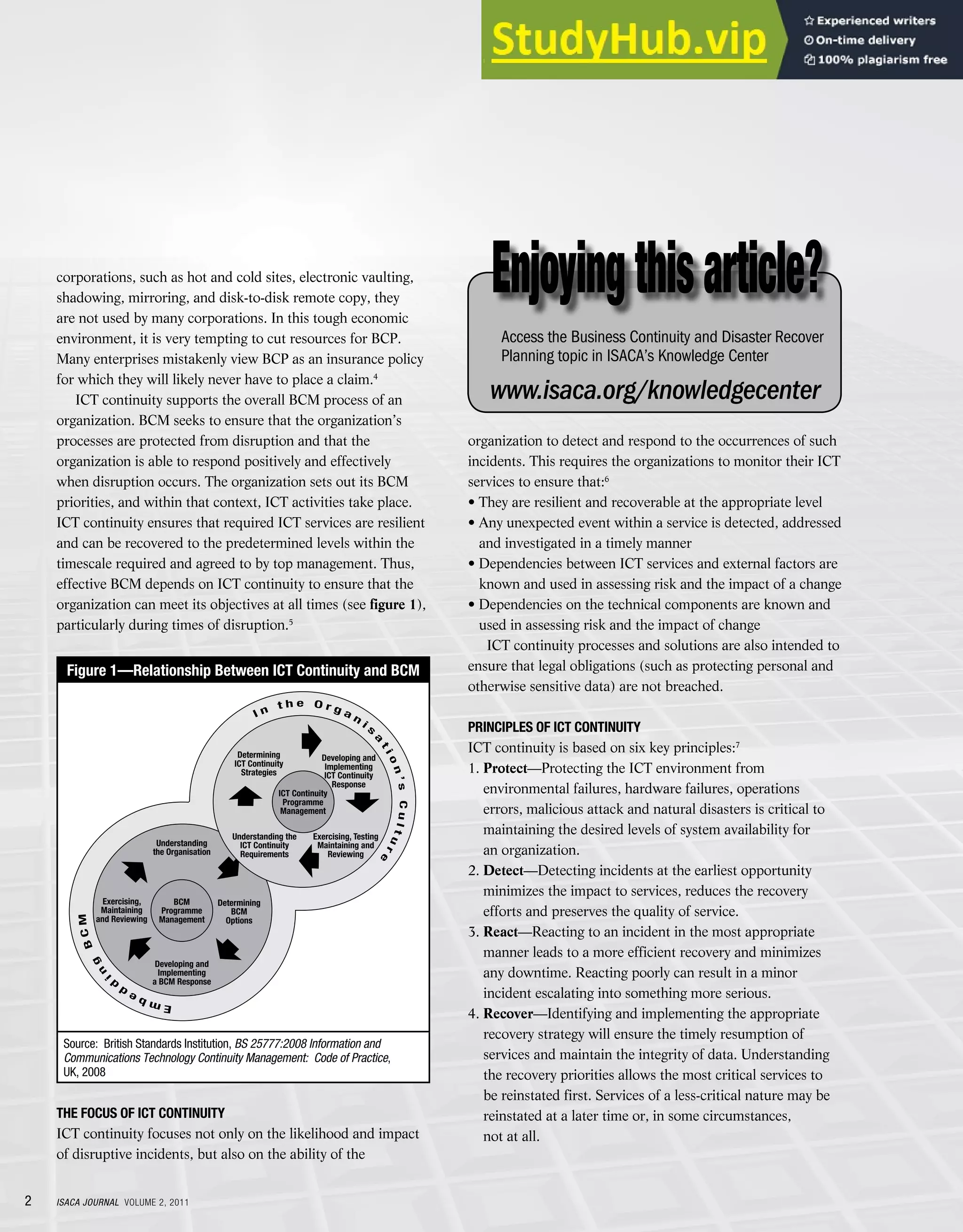An Introduction To ICT Continuity Based On BS 25777 | PDF
