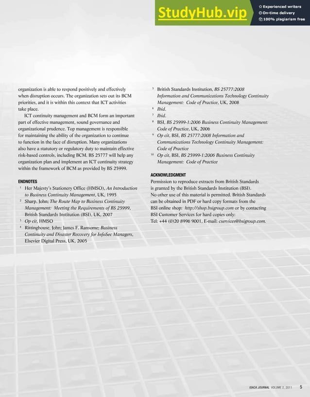 An Introduction To ICT Continuity Based On BS 25777 | PDF