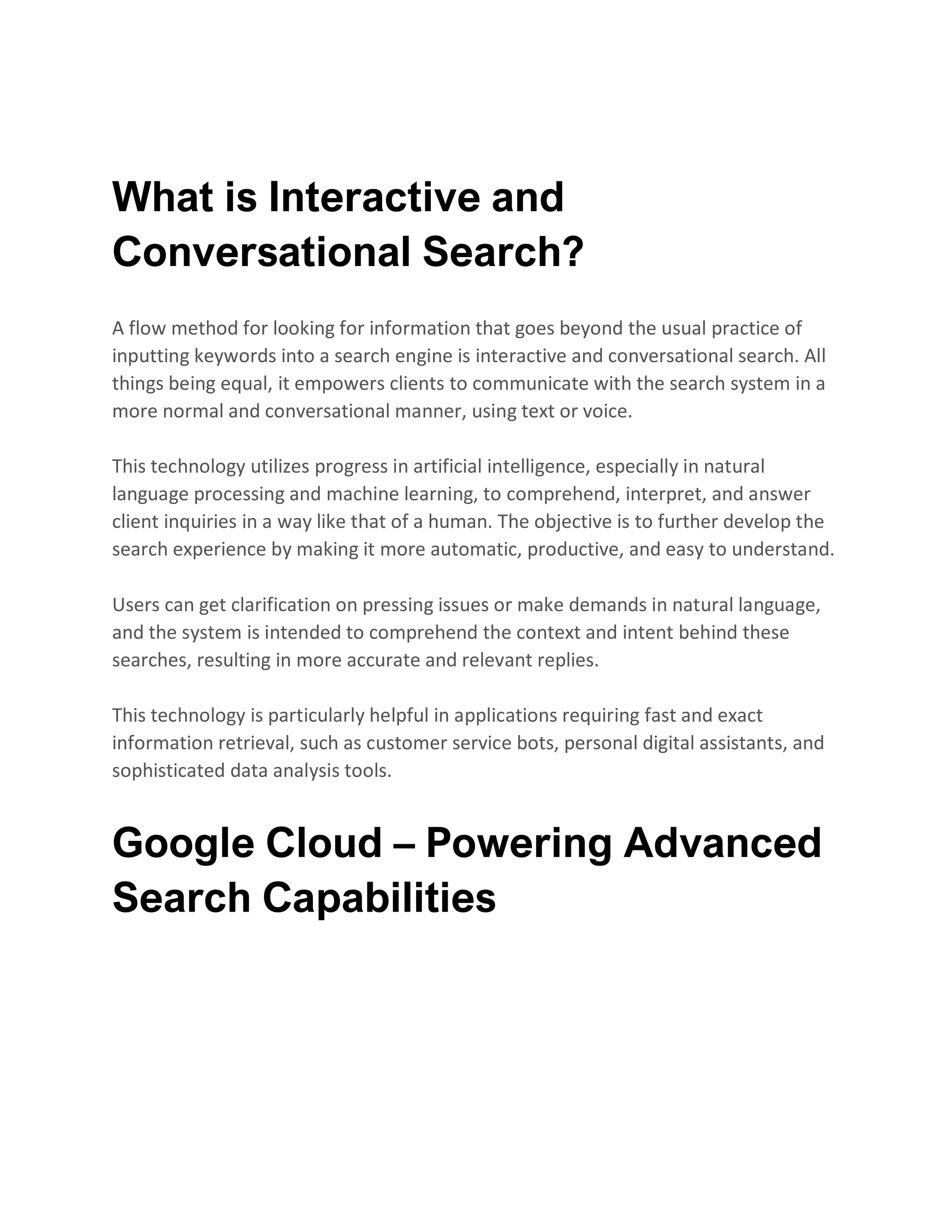 Interactive and Conversational Search with Google Cloud and Elasticsearch | PDF