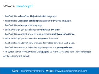 An overview of JavaScript | PPT