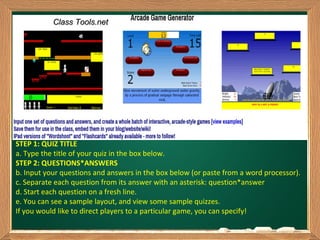 An introduction to learn click, classtools, and kwiksurveys | PPT