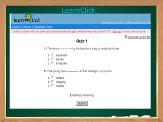 An introduction to learn click, classtools, and kwiksurveys | PPT