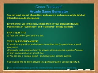 An introduction to learn click, classtools, and kwiksurveys | PPT