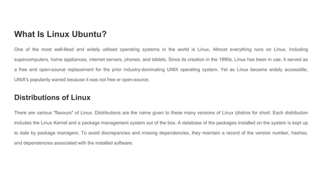 An Introduction To Linux and Ubuntu.pptx | Operating Systems | Computer Software and Applications