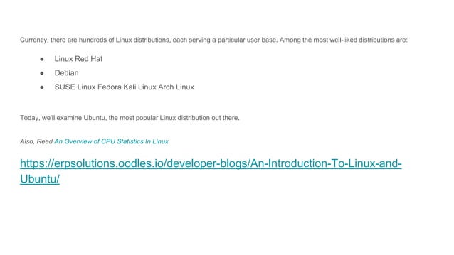 An Introduction To Linux and Ubuntu.pptx | Operating Systems | Computer Software and Applications