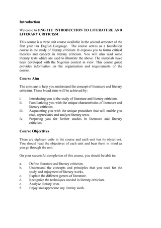 An introduction to literature and literary criticism | PDF