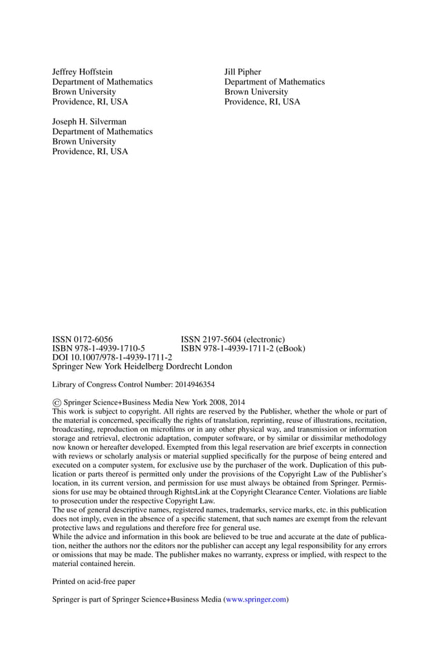 An Introduction to Mathematical Cryptography-Springer-.pdf | Physics | Science