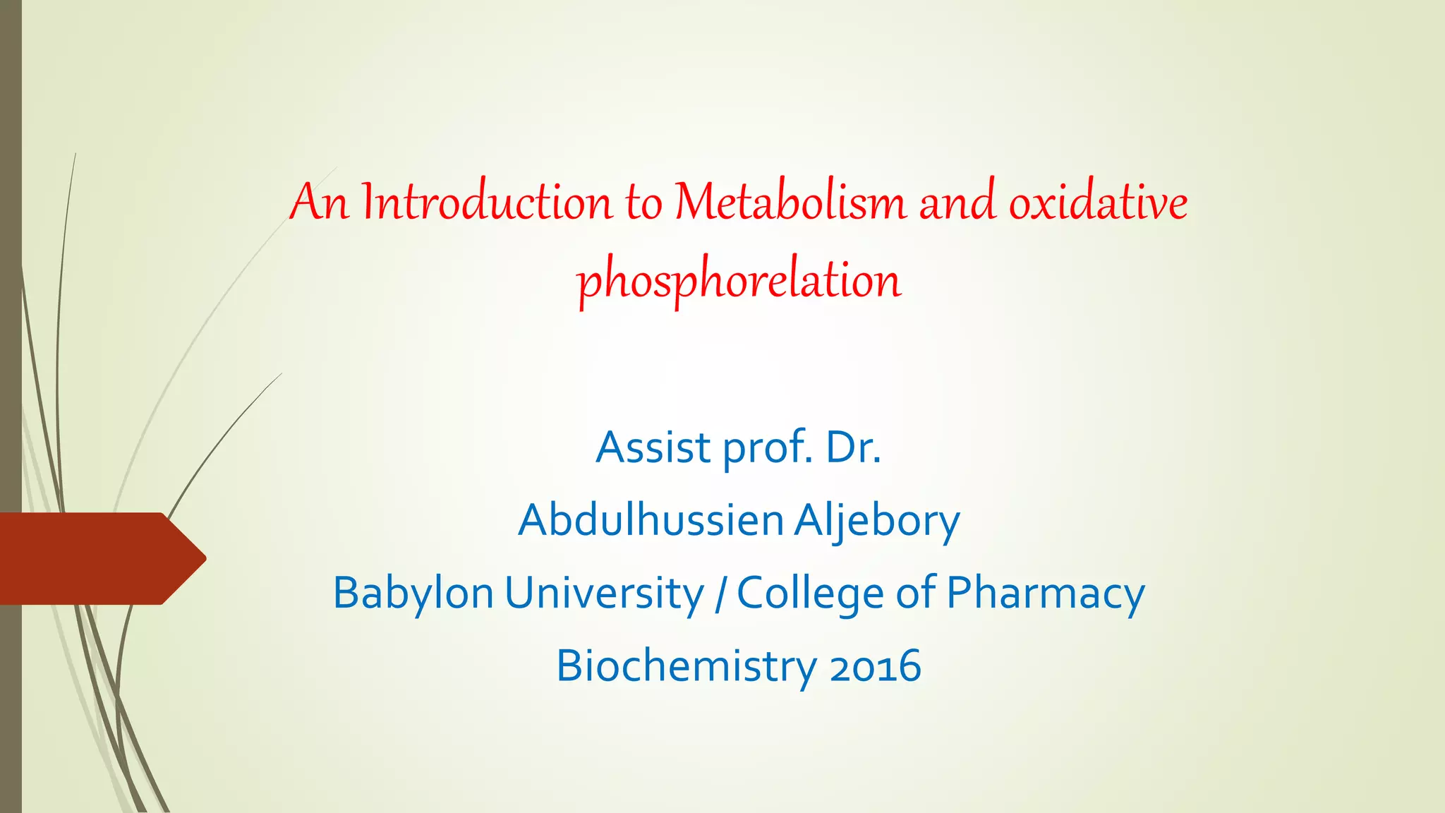 An introduction to metabolism | PPTX