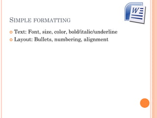 ITFT - An introduction to Microsoft Word | PPTX