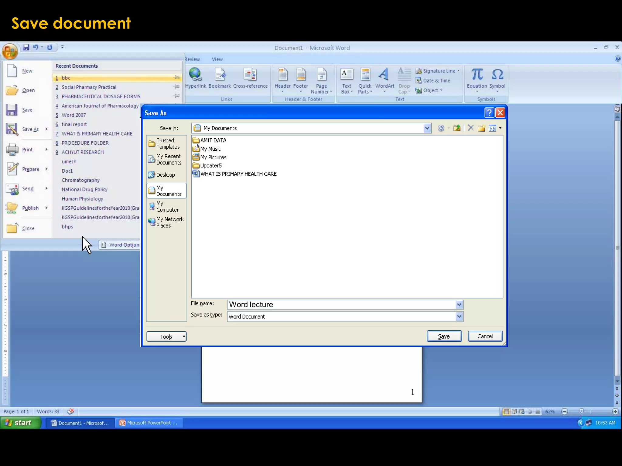 An introduction to microsoft office 2007 lecture | PPTX