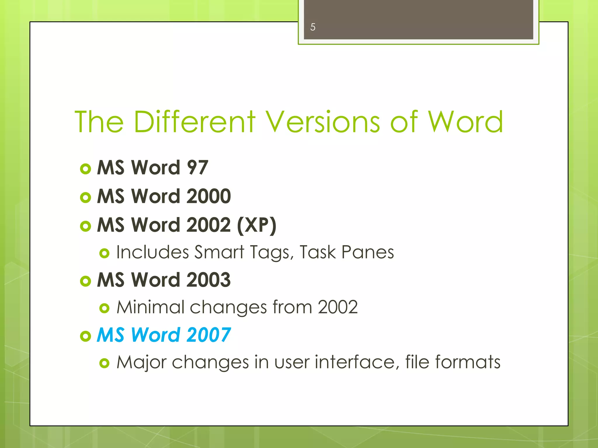 An introduction to microsoft office 2007 lecture | PPTX | Desktop ...