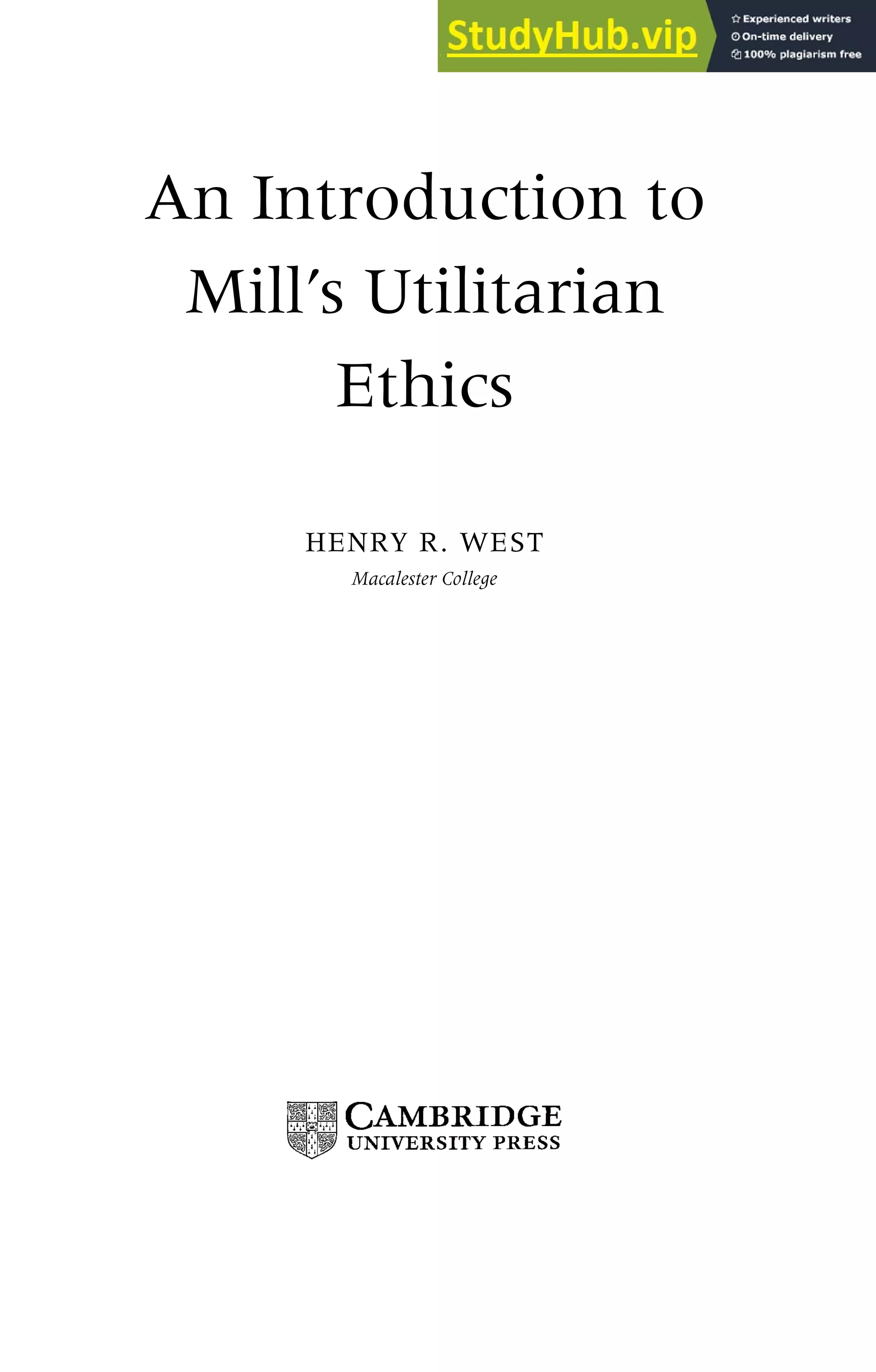 An Introduction To Mill S Utilitarian Ethics | PDF