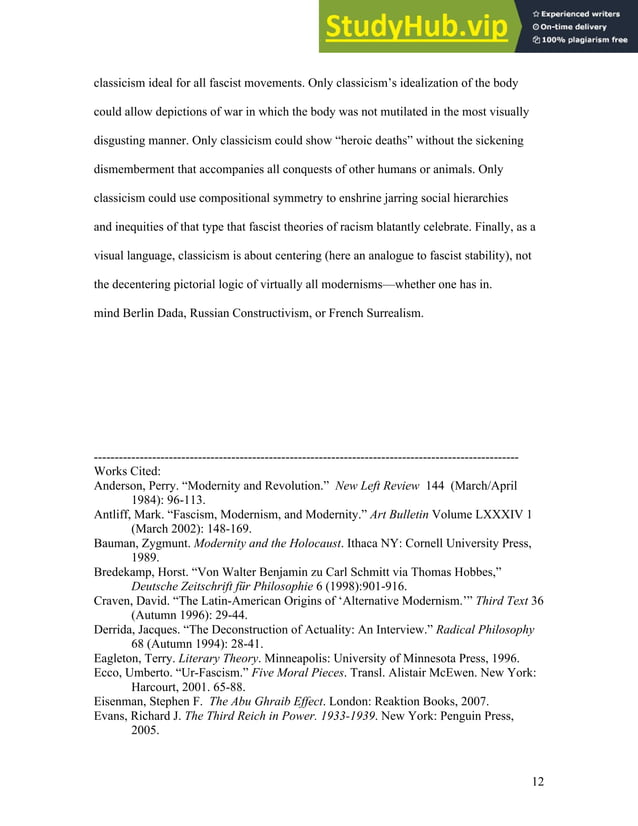 An Introduction To Modernism Fascism Postmodernism | PDF