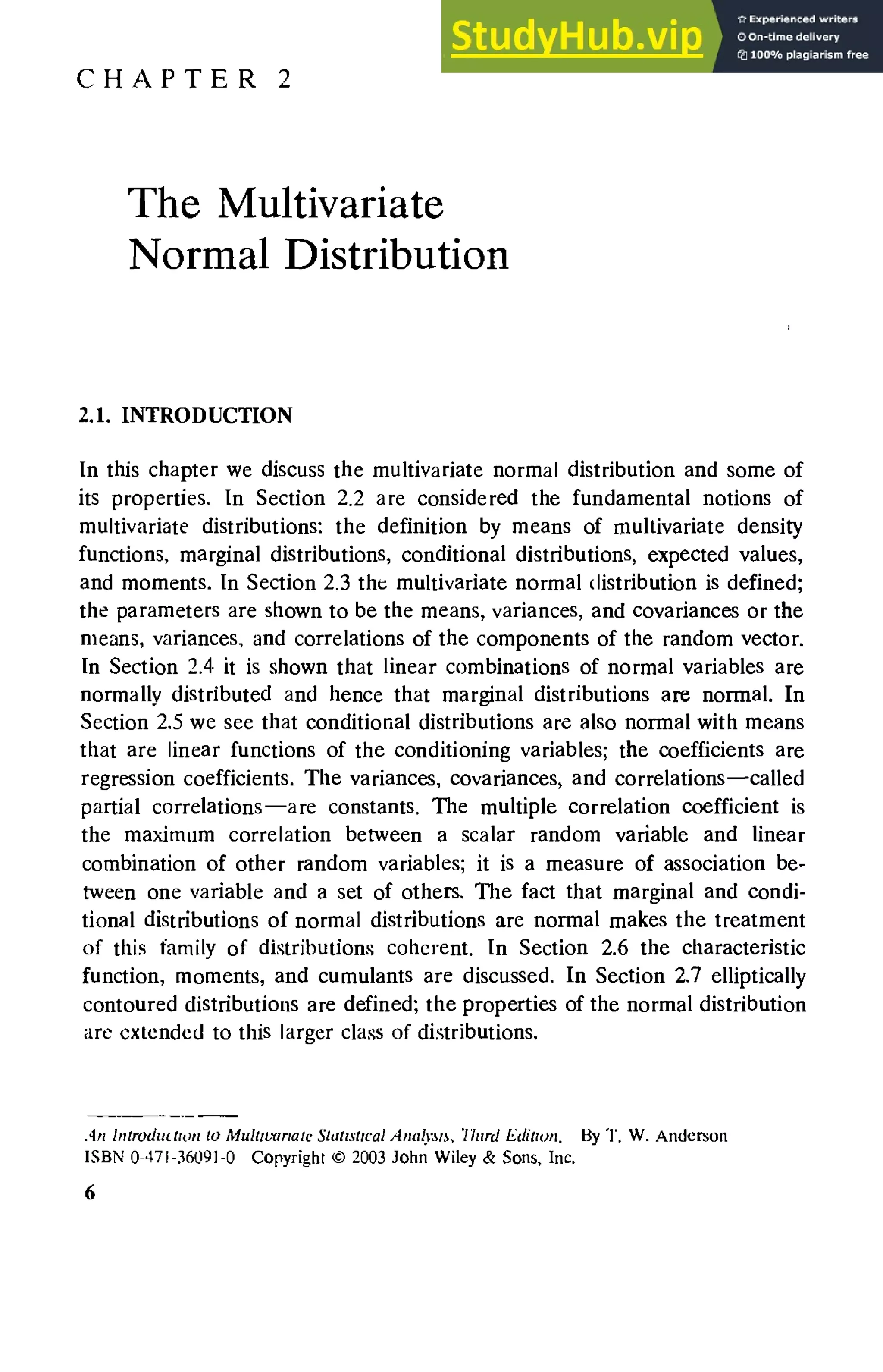 An Introduction To Multivariate Statistical Analysis Third Edition Pdf