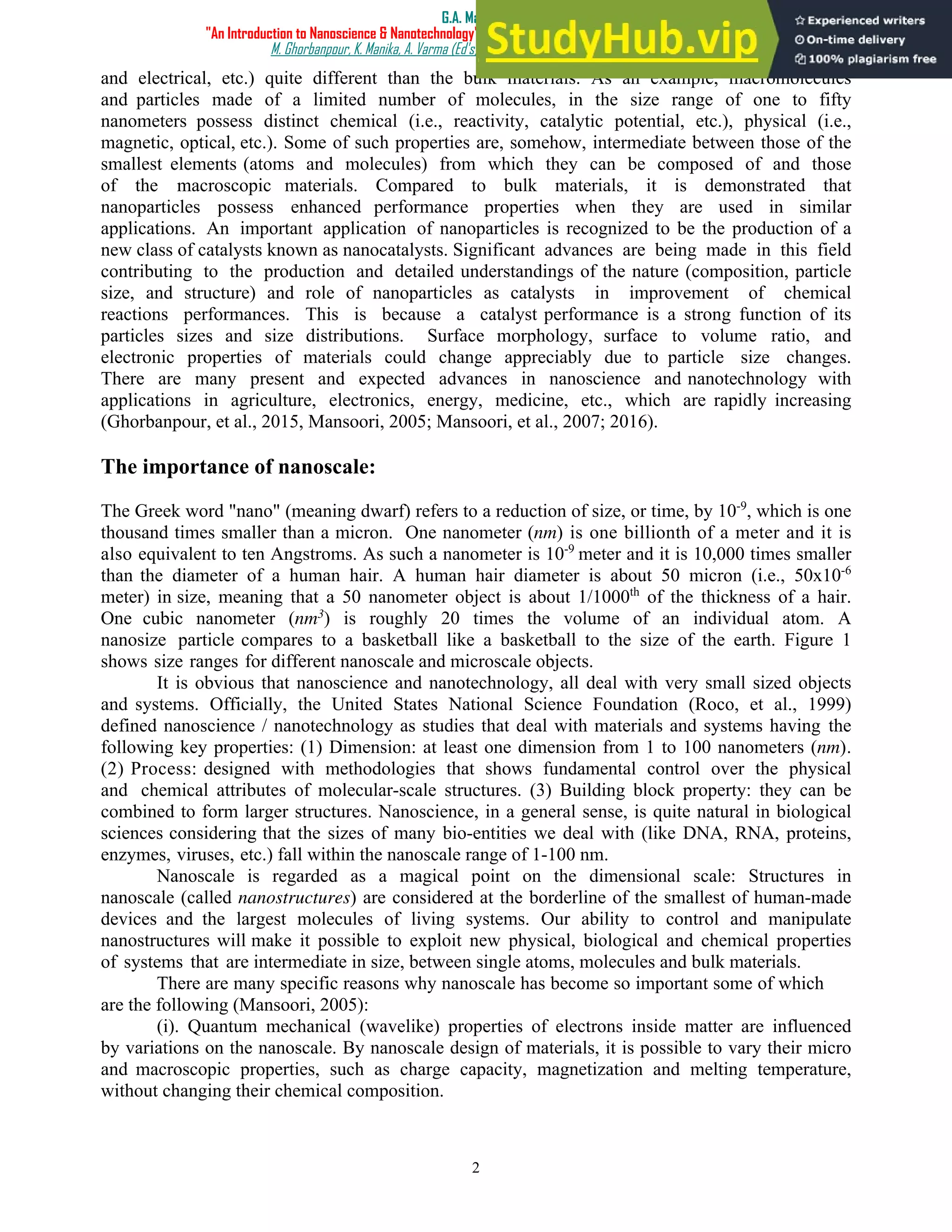 An Introduction To Nanoscience Nanotechnology | PDF