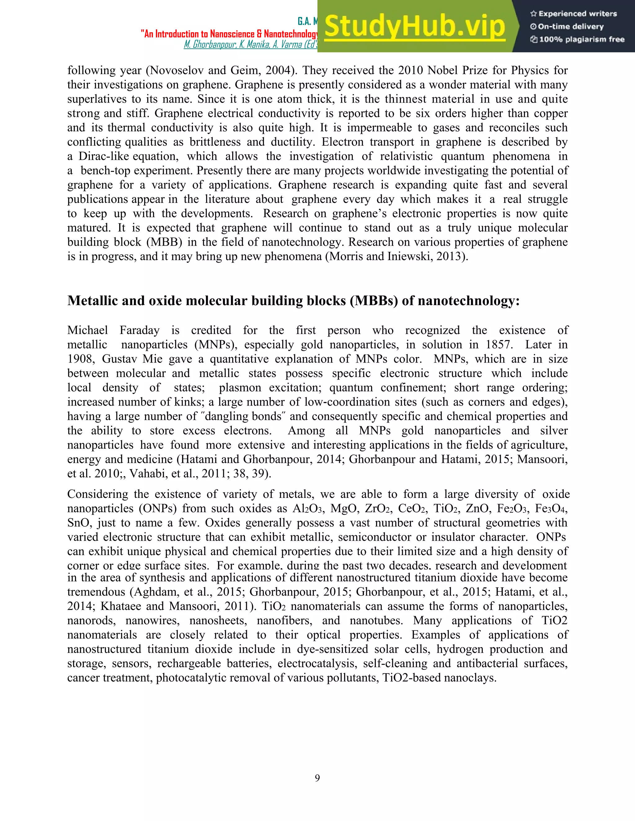 An Introduction To Nanoscience Nanotechnology | PDF