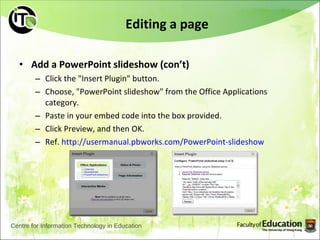 An Introduction To Pbworks | PPT | Desktop Publishing | Computer Software and Applications