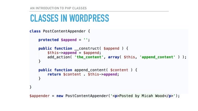 An Introduction To Php Classes