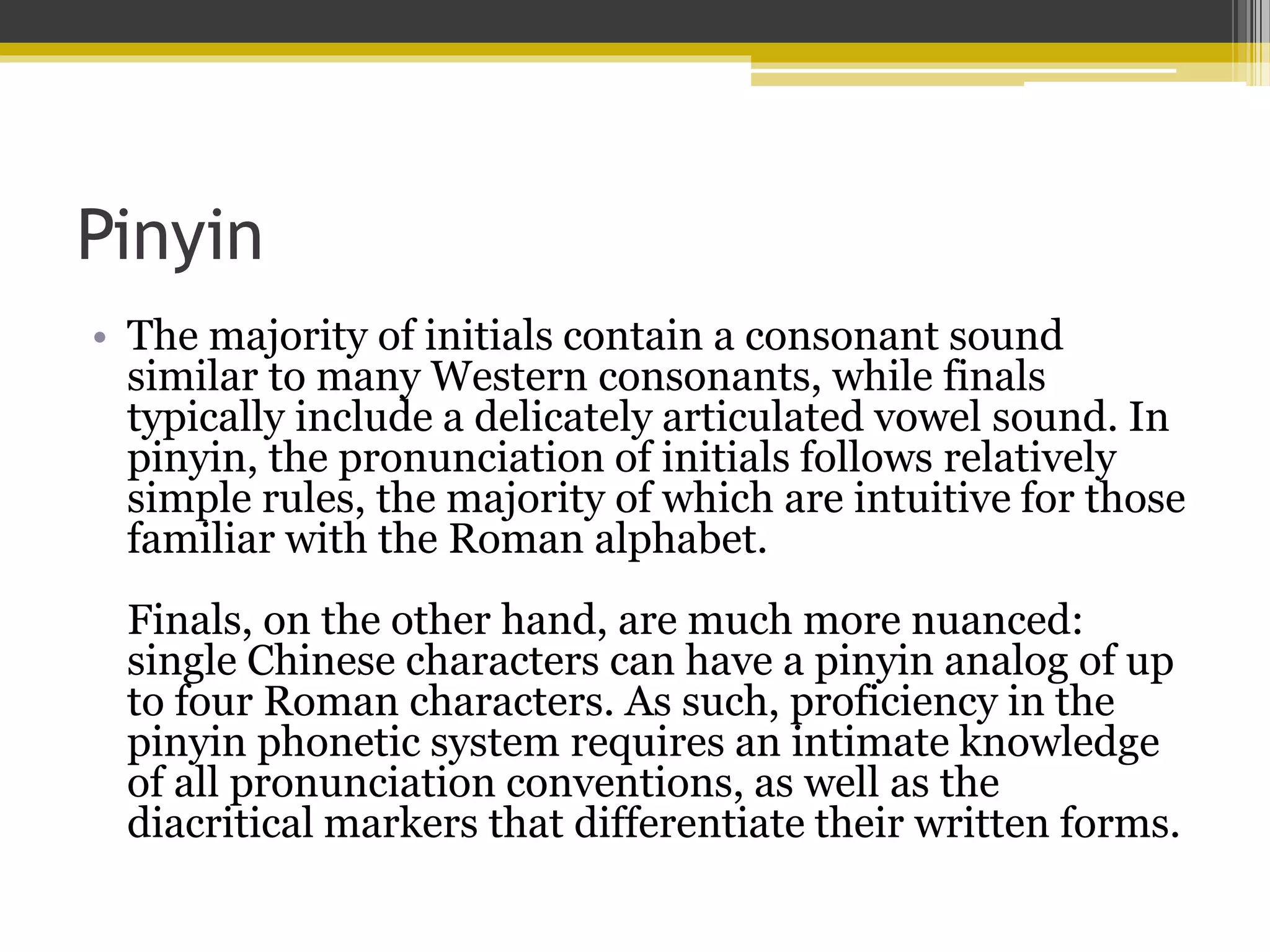 An Introduction to Pinyin: Initials and Finals | PPTX