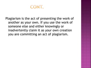 An introduction to plagiarism | PPTX