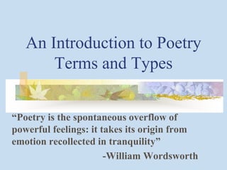 An introduction to poetry terms and types | PPTX