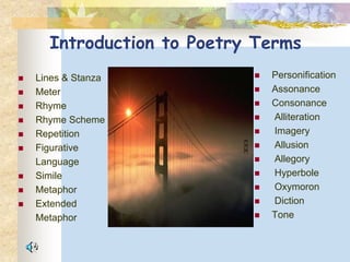 An introduction to poetry terms and types | PPTX