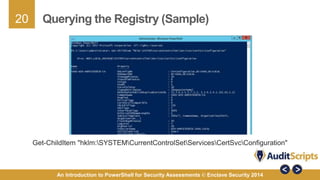 An Introduction to PowerShell for Security Assessments | PPTX | Operating Systems | Computer ...