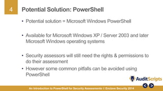 An Introduction to PowerShell for Security Assessments | PPTX | Operating Systems | Computer ...