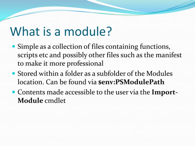 An Introduction to PowerShell Modules | PPTX | Computing | Technology & Computing