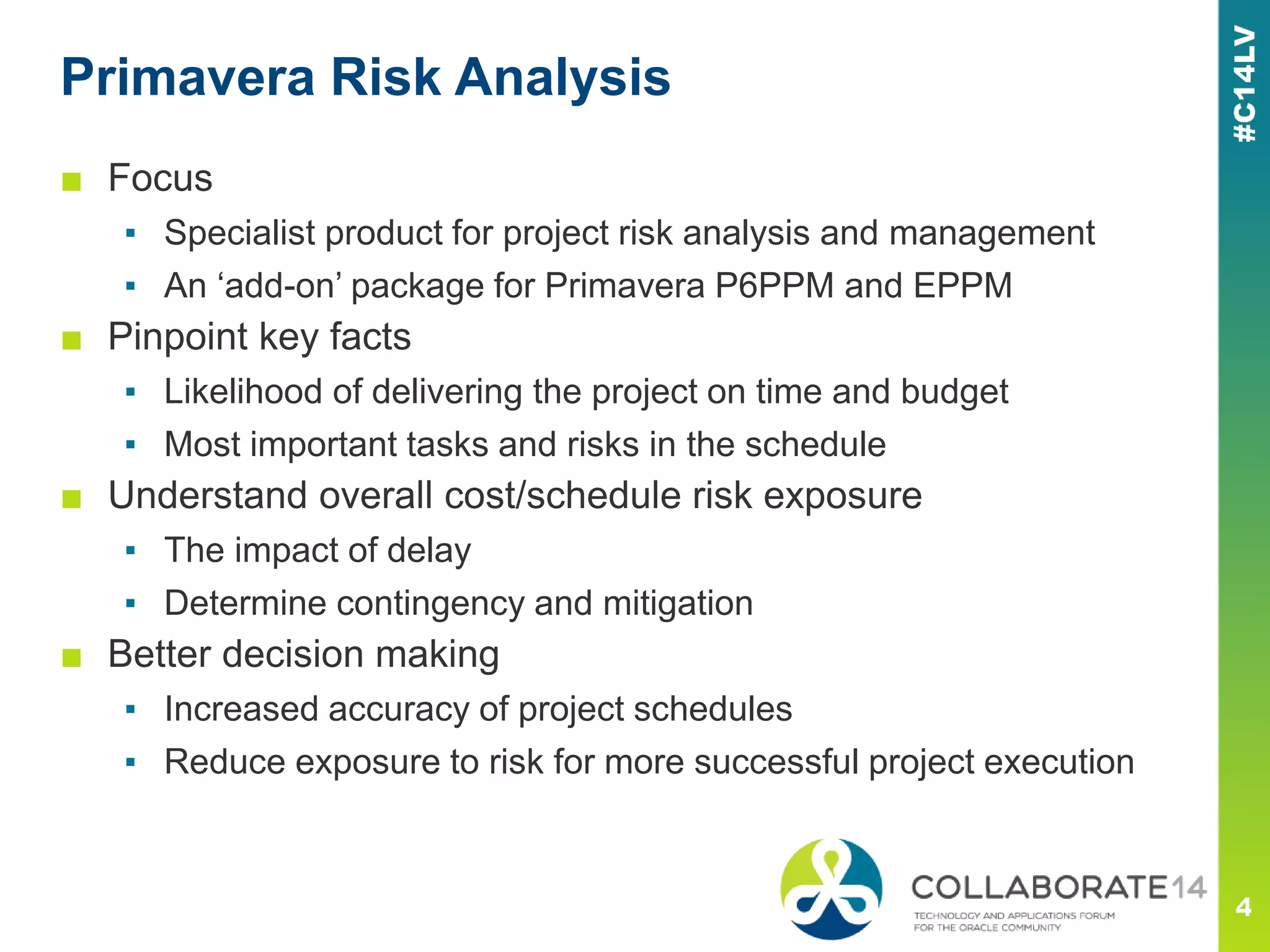 An introduction to primavera risk analysis - Oracle Primavera P6 ...