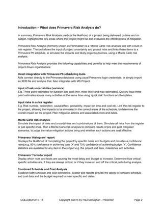 An introduction to primavera risk analysis - Oracle Primavera P6 ...