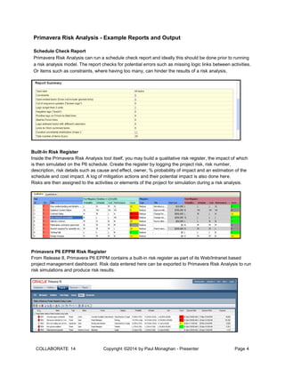 An introduction to primavera risk analysis - Oracle Primavera P6 ...
