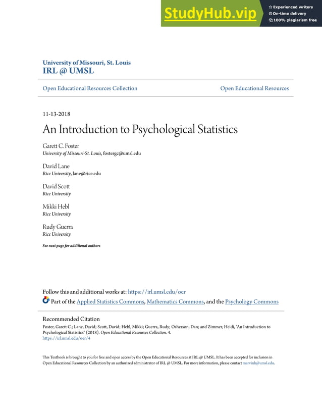 An Introduction To Psychological Statistics | PDF | Educational Assessment | Education