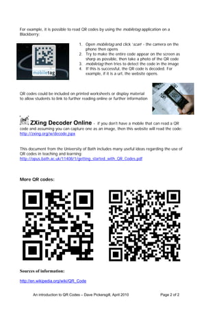 An Introduction To Qr Codes[1] | PDF