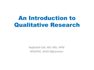 An introduction to qualitative research | PPTX