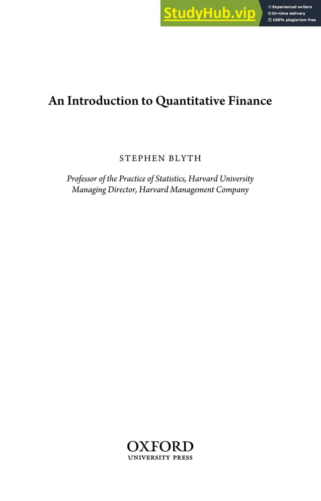 An Introduction To Quantitative Finance | PDF