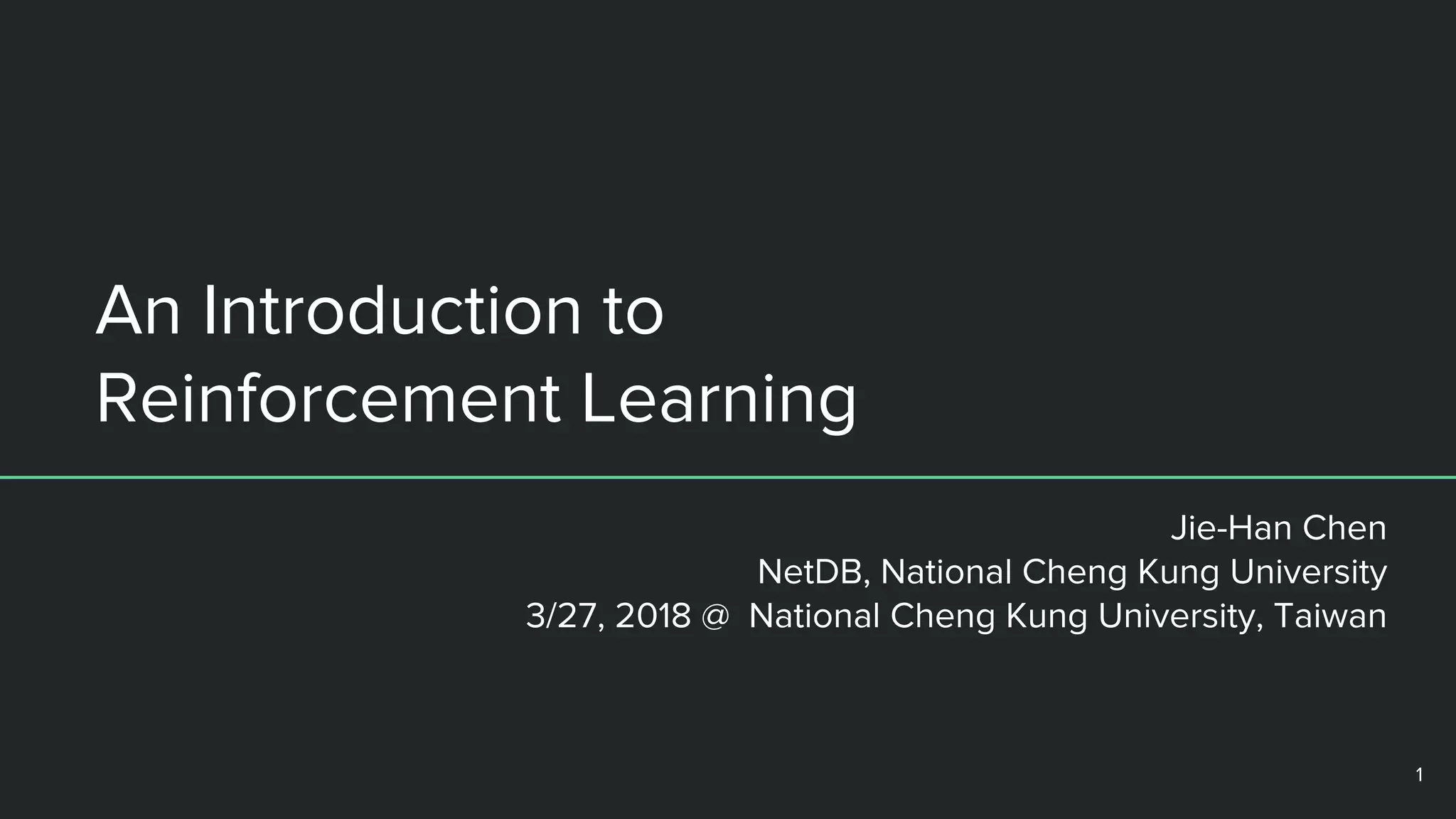 An introduction to reinforcement learning | PPT