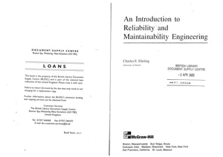 An introduction to reliability and maintainability engineering, charles e. ebeling | PDF