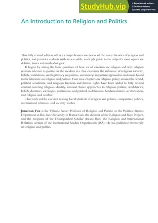 An Introduction To Religion And Politics Second Edition | PDF