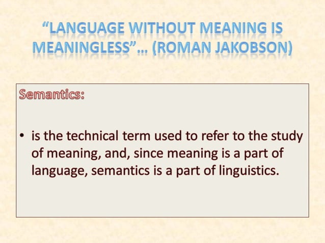 An introduction to semantics | PPT | Poetry | Books and Literature