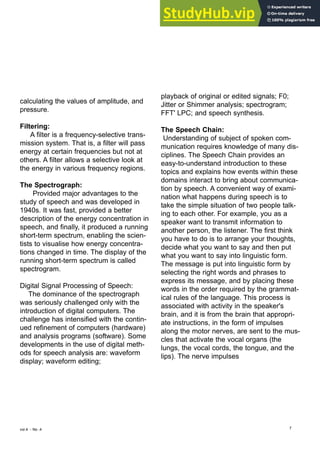 An Introduction To Speech Sciences (Acoustic Analysis Of Speech) | PDF