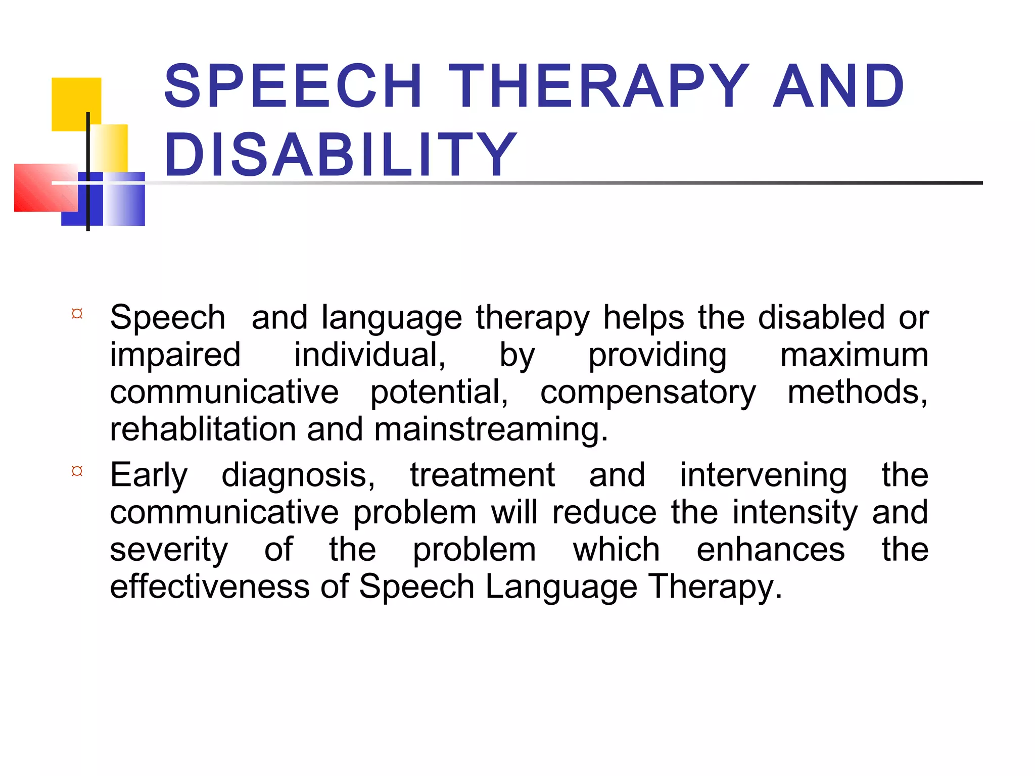 An introduction to speech therapy | PPT