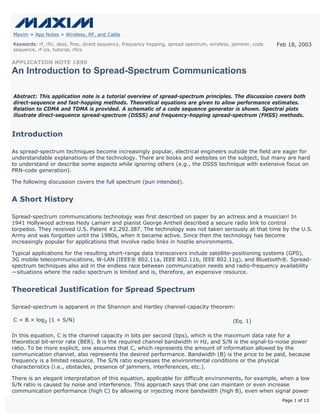 An introduction to spread spectrum communications | PDF