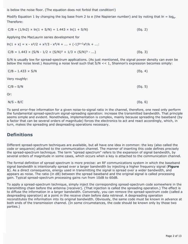An introduction to spread spectrum communications | PDF