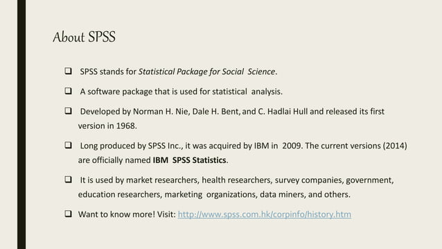 An introduction to spss | PPTX | Programming Languages | Computing
